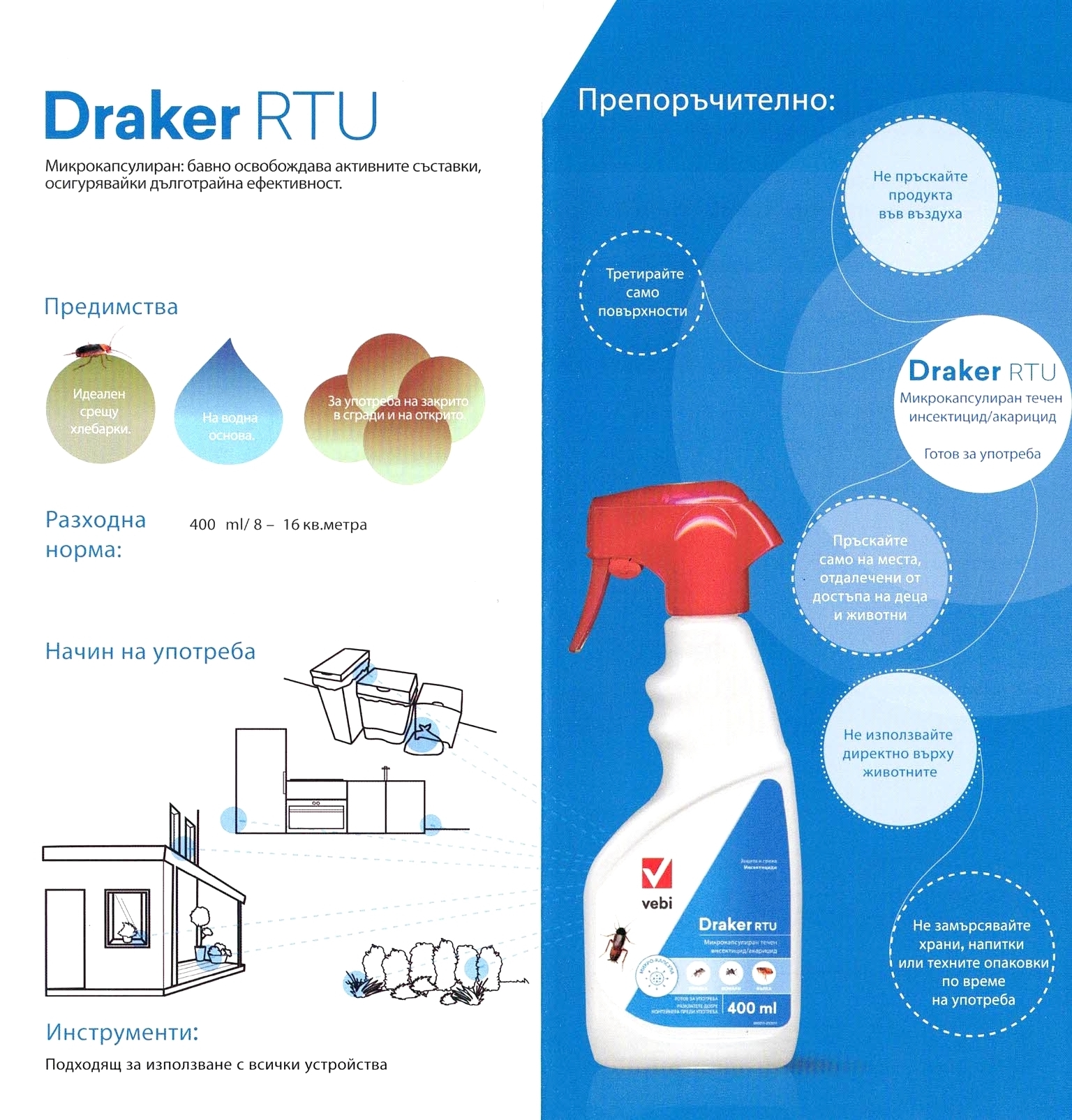 Препарат за хлебарки Draker Rtu Дракер 400мл Kontiki Bg